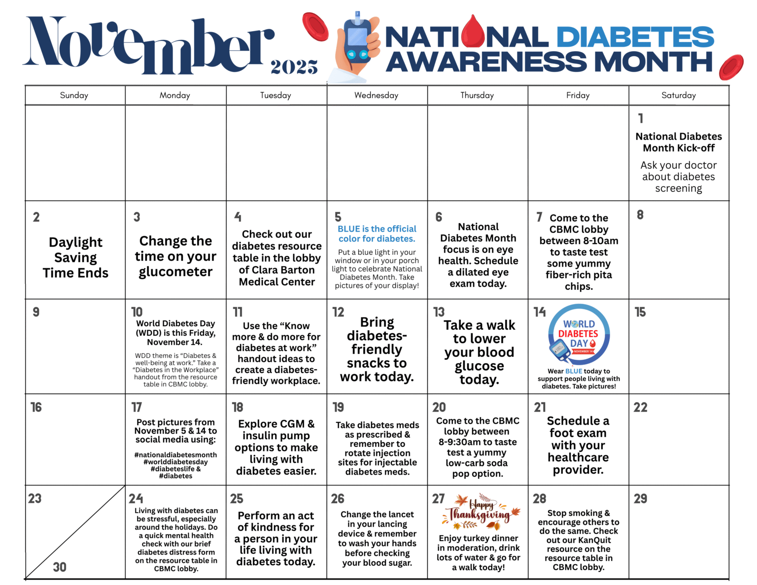 National Diabetes Awareness Calendar - Clara Barton Medical Center